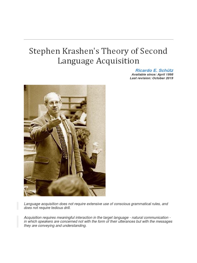 Stephen Krashen's Theory of Second Language Acquisition | PDF | Second ...