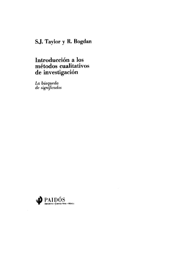 Taylor Bogdan Metodos Cualitativos | PDF