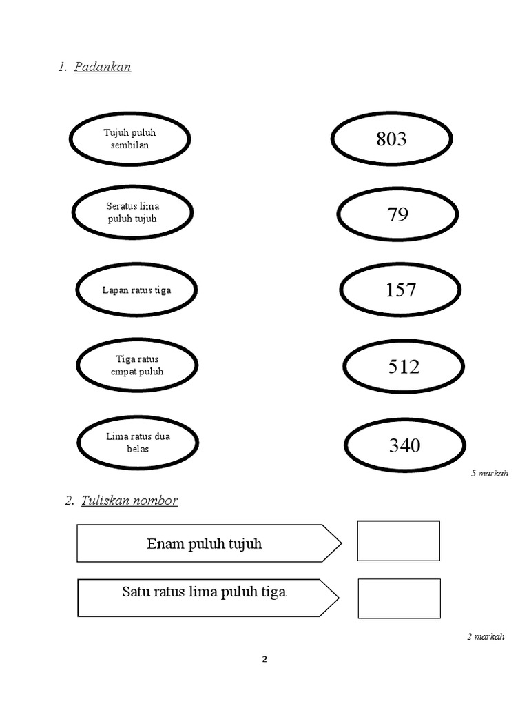 Soalan Math Tahun 2 | PDF