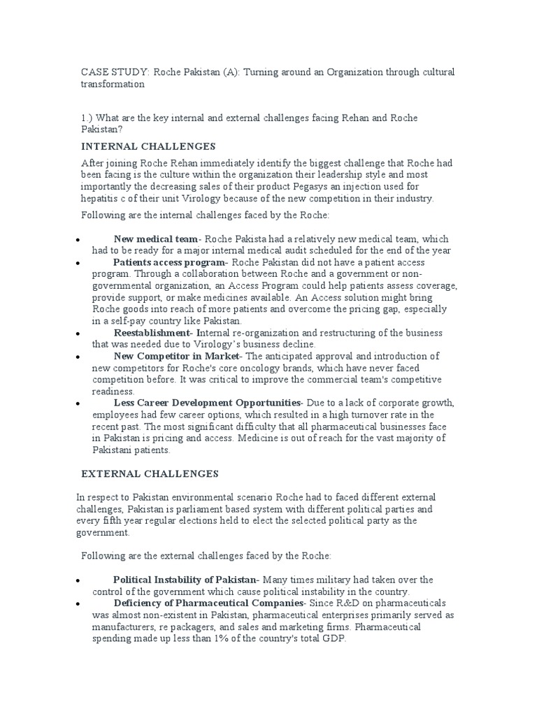 Overcoming Internal and External Challenges: A Case Study of Roche Pakistan's Cultural ...