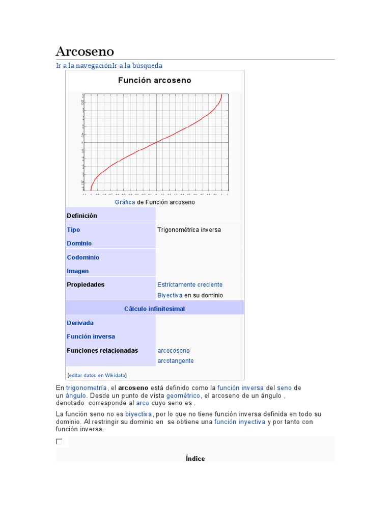 Arcoseno | PDF | Función (Matemáticas) | Trigonometría