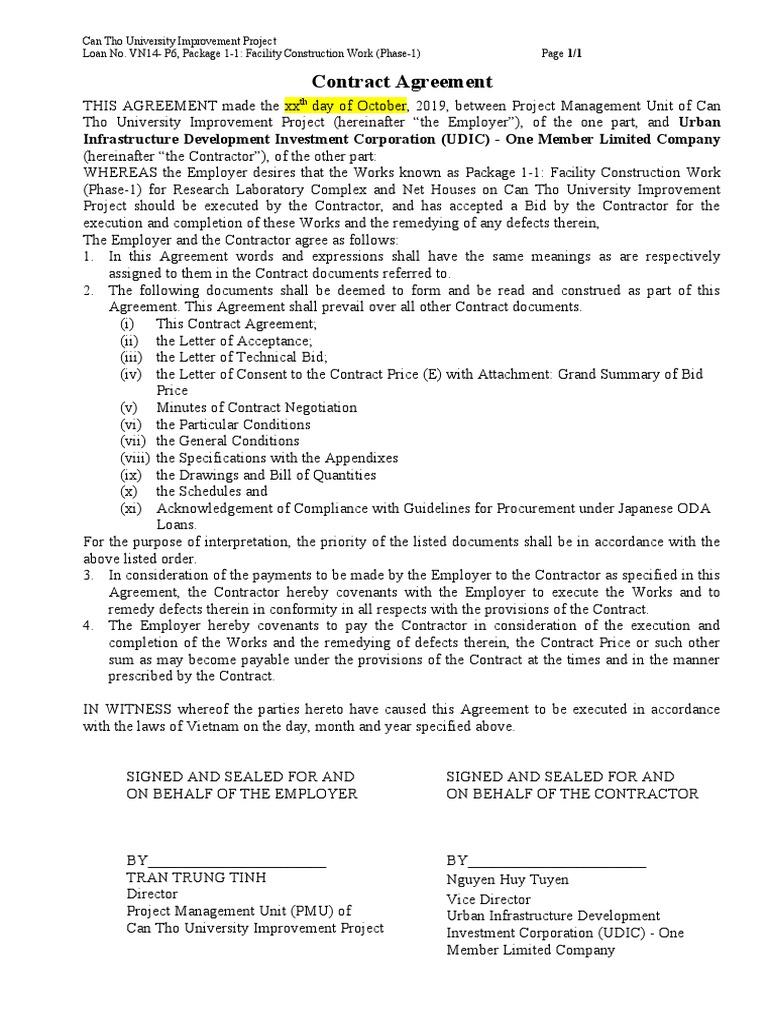 (I) Contract Agreement - Pac1-1 - Final - EN - Rev02 | PDF | Employment ...