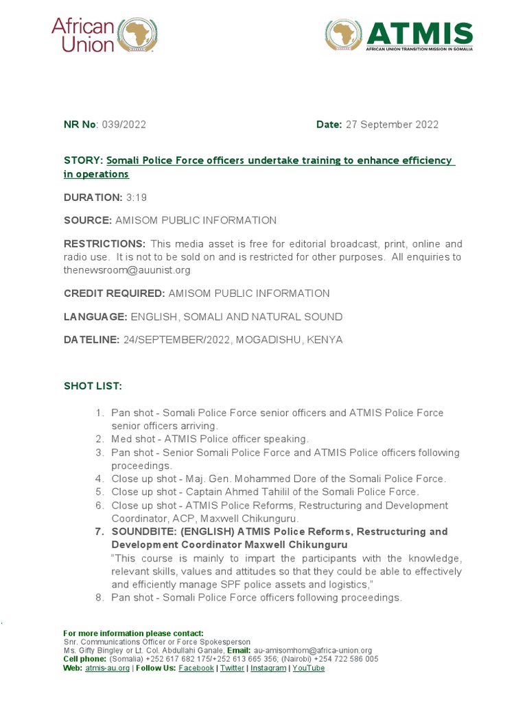 Somali Police Force Officers Undertake Training To Enhance Efficiency ...