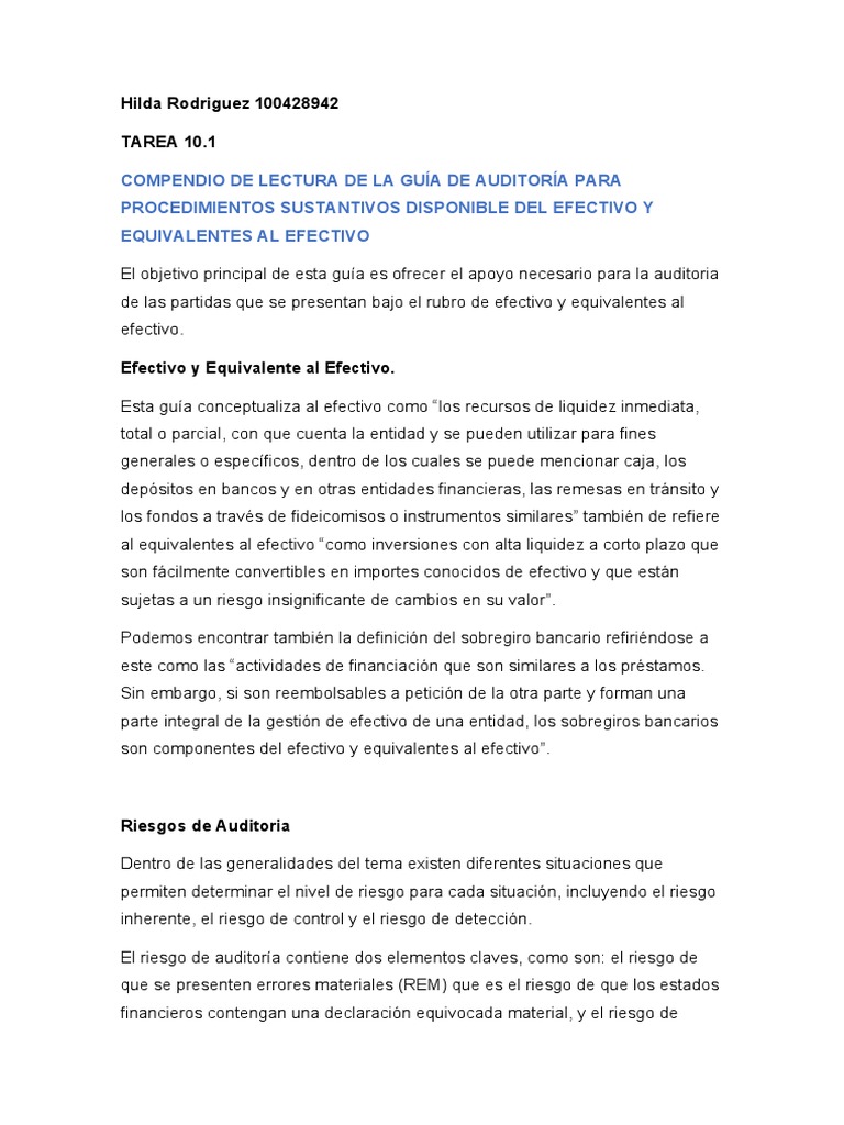 TAREA 10 Auditoria | PDF | Auditoría | Bancos