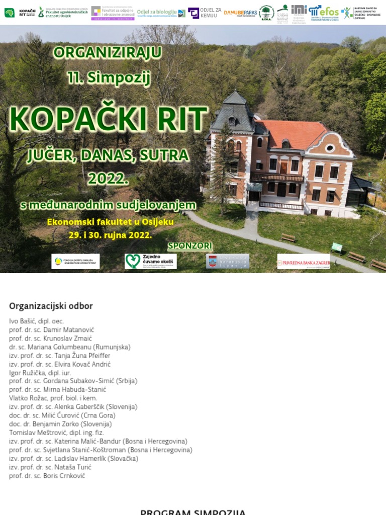 Program Simpozij Kopački Rit Jučer, Danas, Sutra | PDF