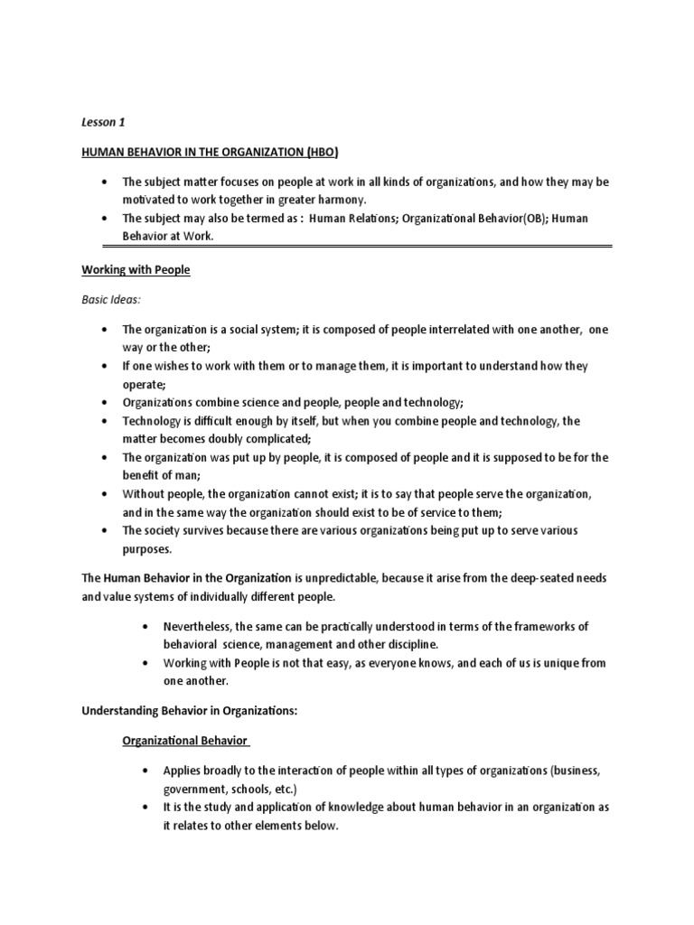 Human Behavior in The Organization | PDF | Motivational | Motivation