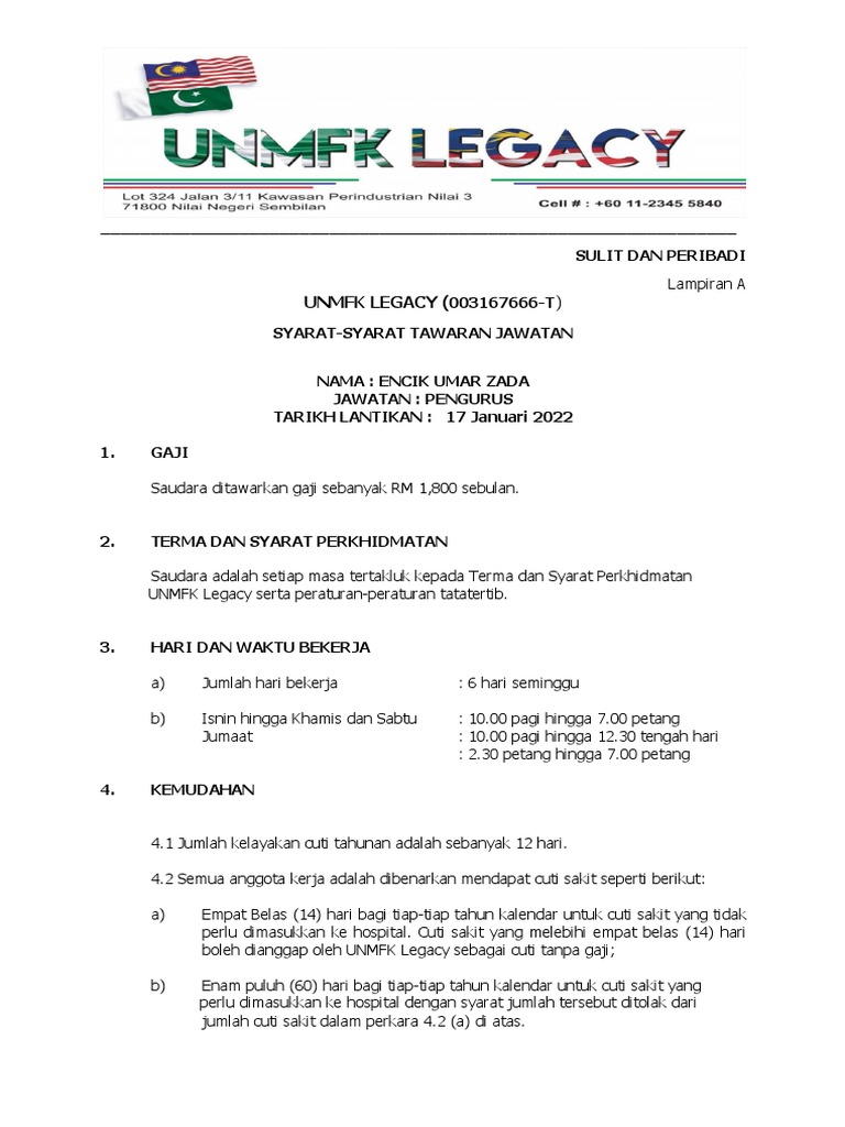 Surat Perlantikan - Umar Zada | PDF