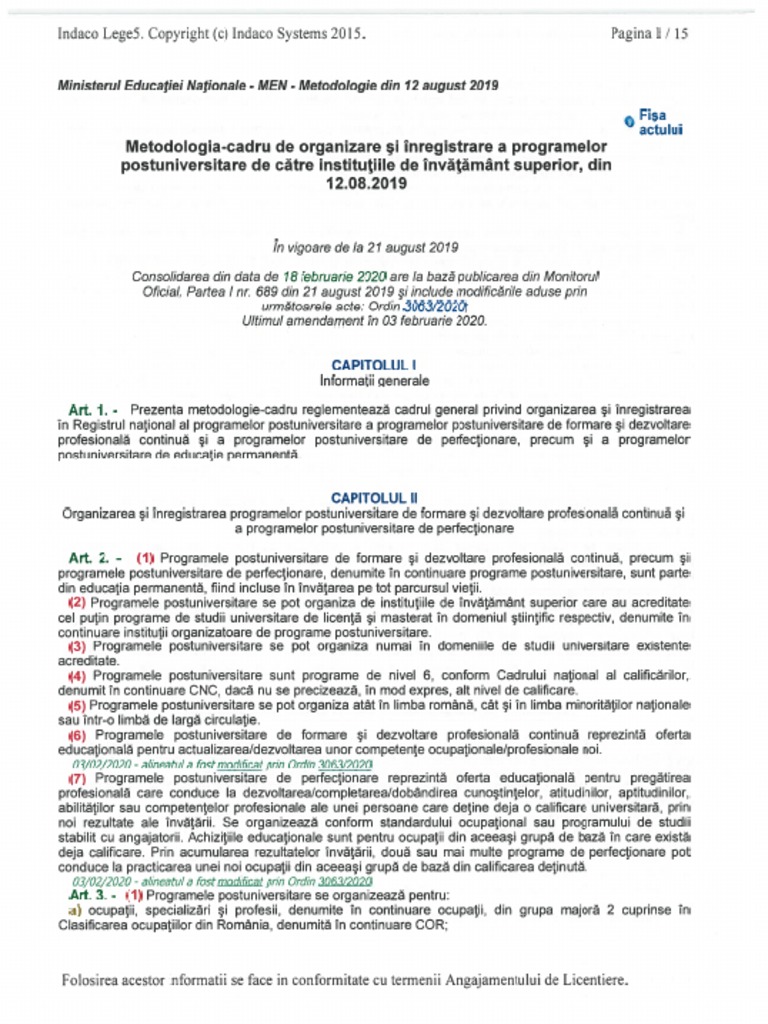 Metodologie Înregistrare Postuniversitare În RNPP | PDF