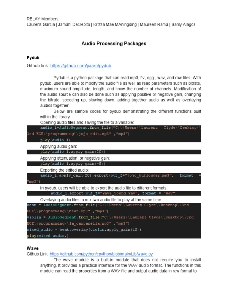 Audio Processing Packages | PDF | Digital Audio | Python (Programming ...