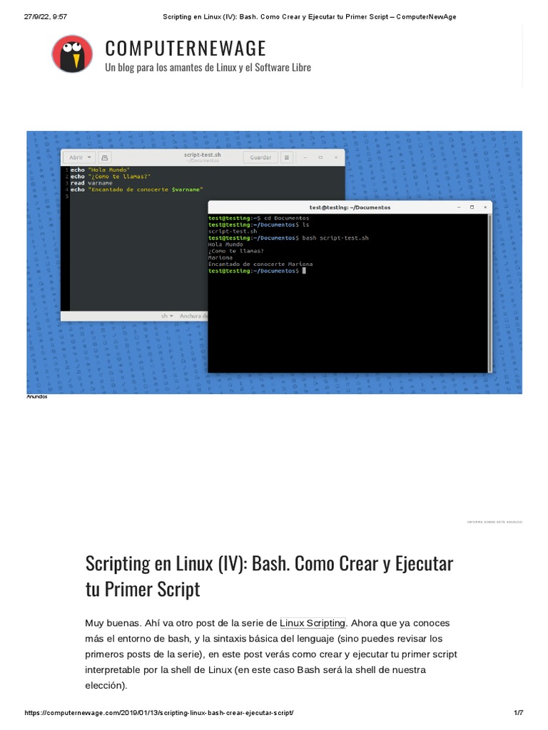 Guía Básica: Crear Scripts Bash | PDF | Archivo de computadora ...