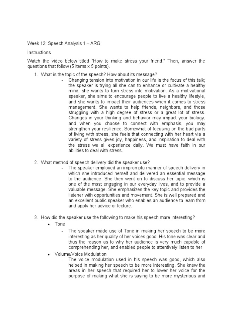 Analyzing How To Make Stress Your Friend Pdf Nonverbal