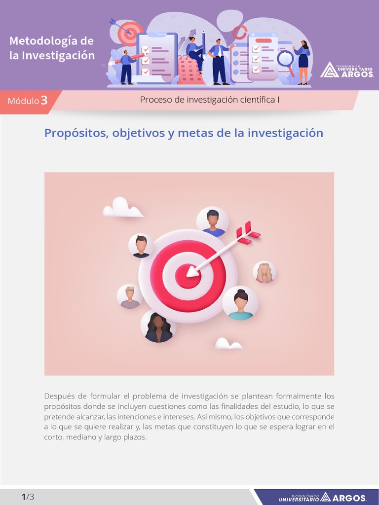 32 MetInv - 3.3 Propósitos, Objetivos y Metas de La Investigación PDF | PDF | Cognición ...