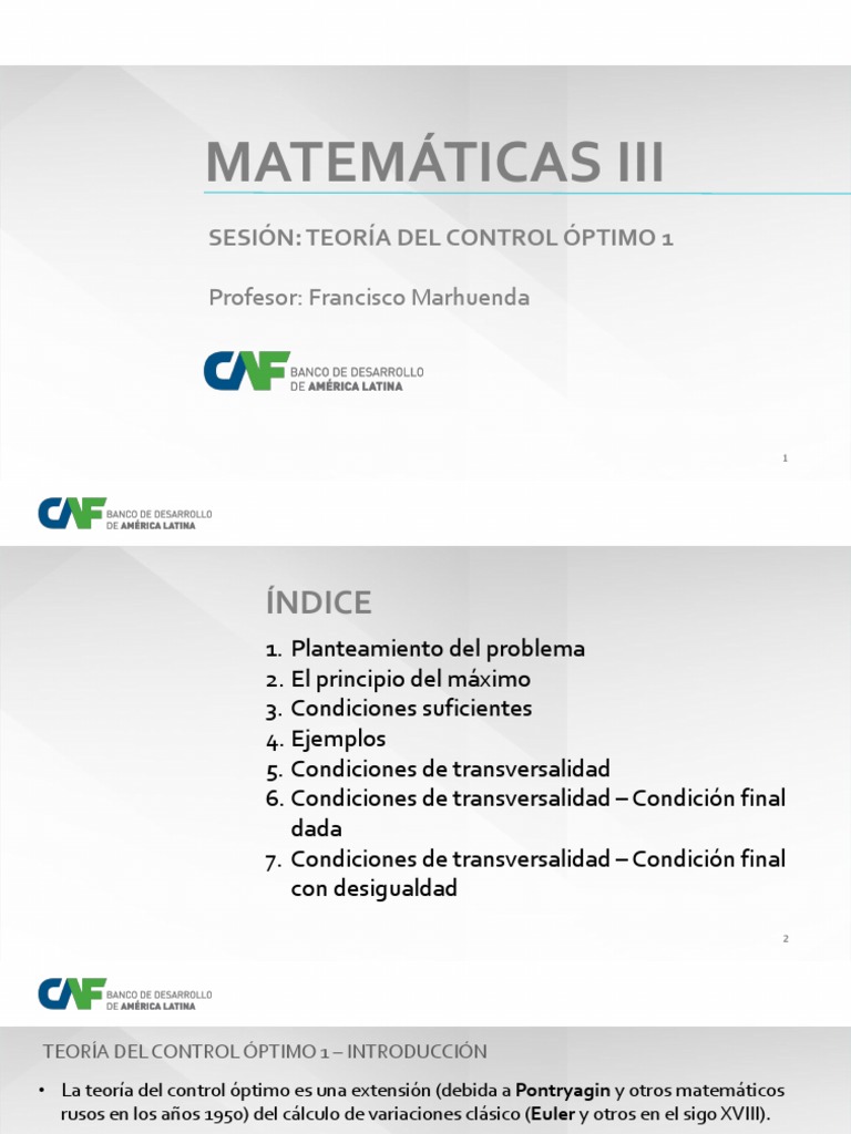 Teoria Del Control Optimo 1 | PDF | Intervalo (Matemáticas) | Ecuaciones