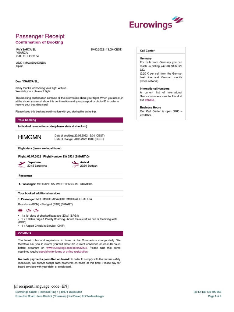 Book Passenger Flight Receipt | PDF | Airport | Payments