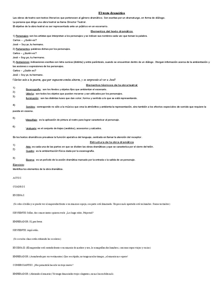 Elementos del Texto Dramático | PDF | Teatro