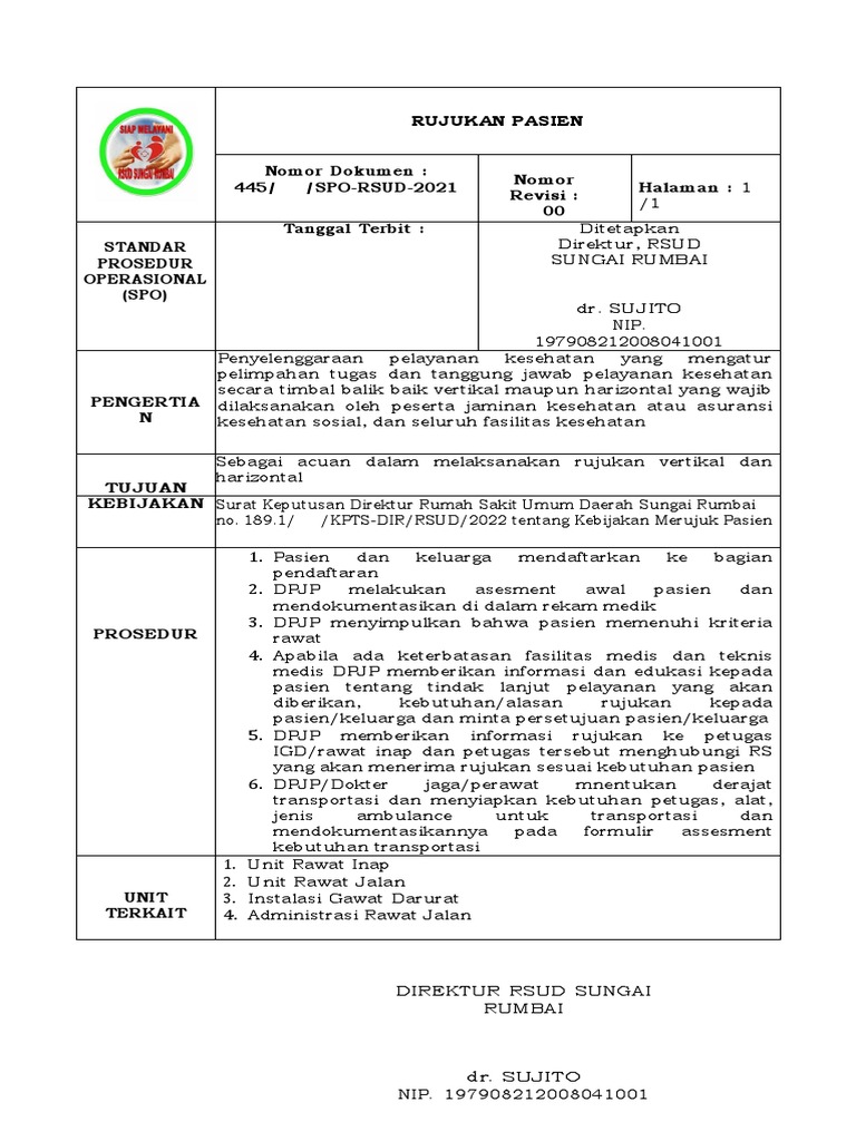Sop Rujukan Pasien | PDF