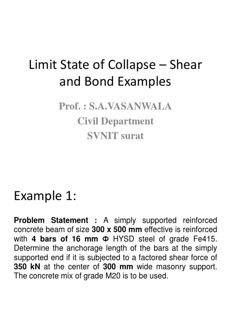 Limit State of Collapse - Shear and Bond - Lect7 | PDF