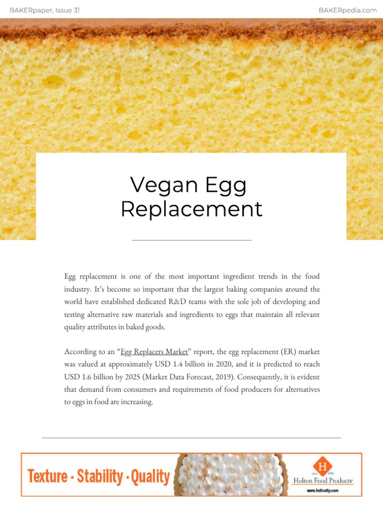 Vegan+Egg+Replacement+BAKERpaper Final | PDF | Egg As Food | Cakes