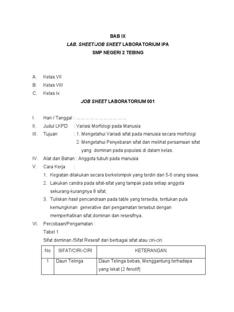Job Sheet | PDF