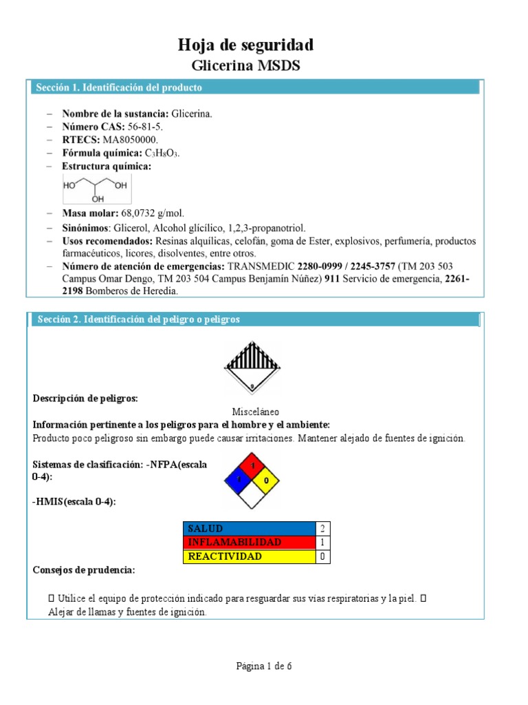 Glicerina | PDF | Sustancias químicas | Materiales