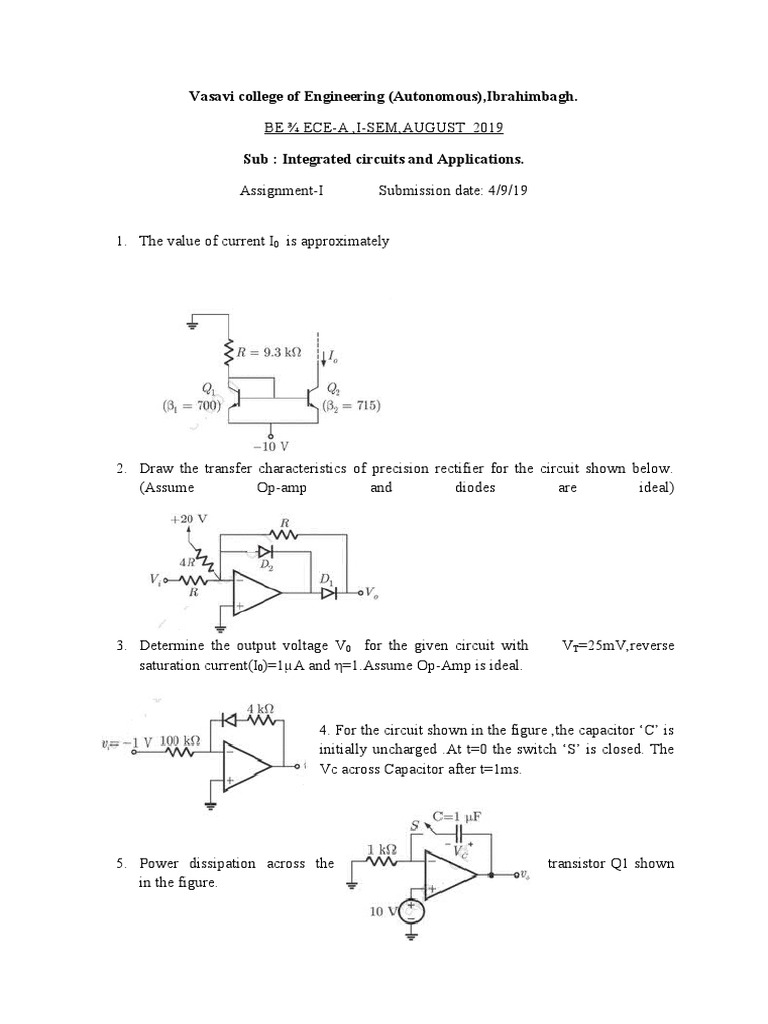 ICA Assignment ECA | PDF | Operational Amplifier | Amplifier