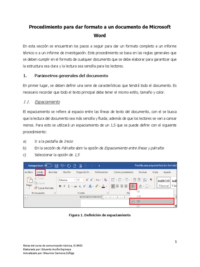 Word. Procedimiento para Dar Formato A Un Documento | PDF ...