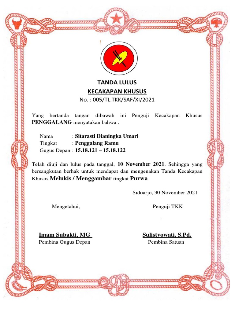 Tanda Lulus TKK | PDF