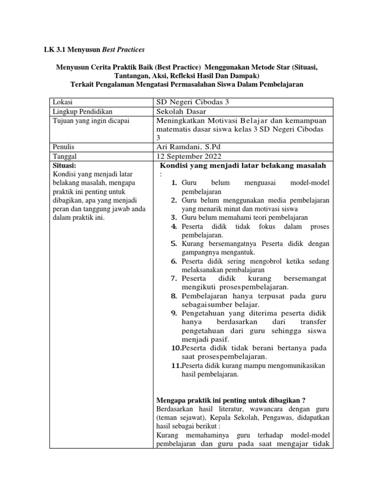 Best Practice Metode STAR di SD | PDF