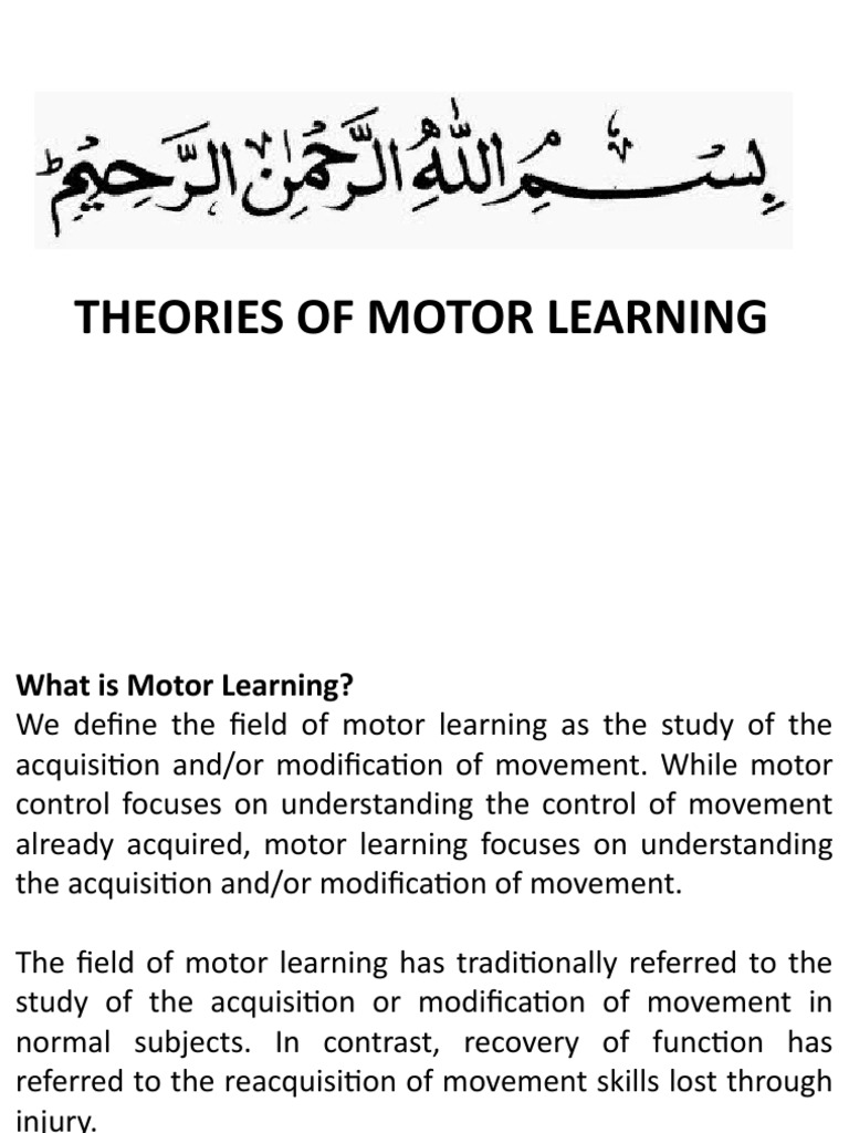 Motor Learning Theories Explained | PDF | Classical Conditioning | Learning
