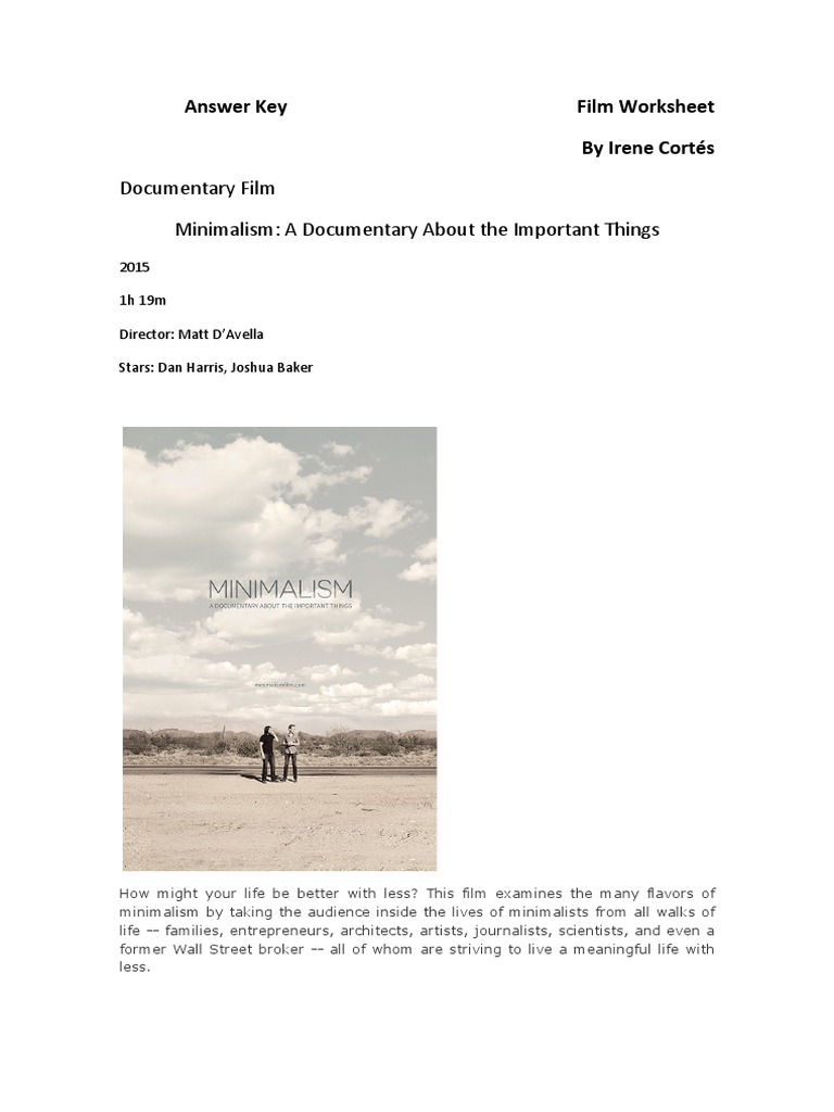 Minimalism: A Documentary Overview | PDF