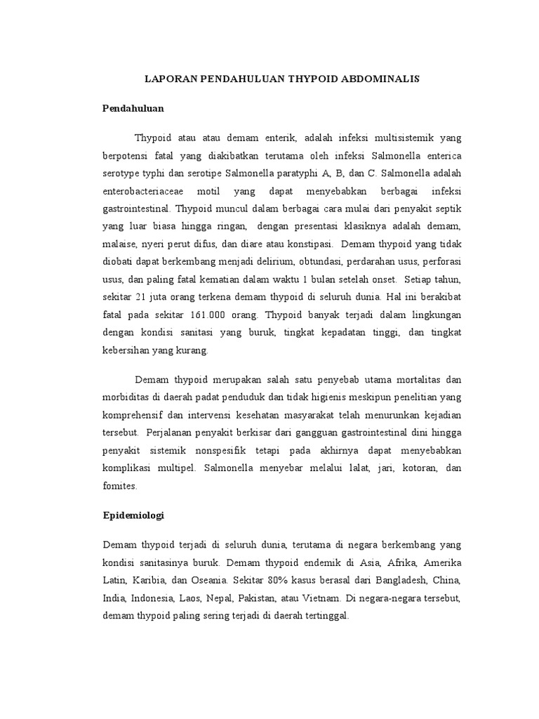 Laporan Pendahuluan Thypoid Abdominalis | PDF