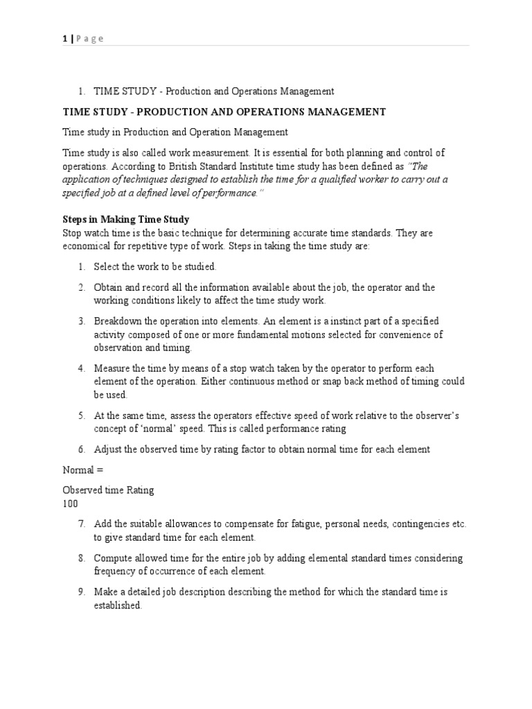 Wom - Work Study | PDF | Time | Business