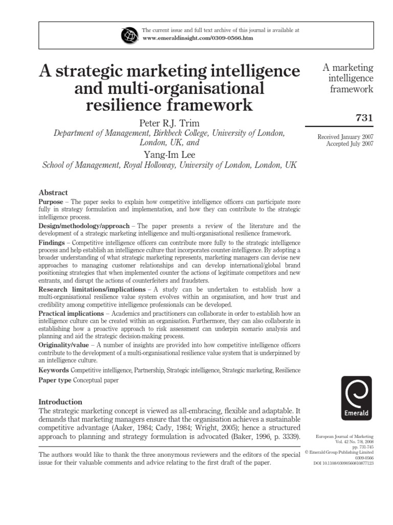 Trim Lee (2008) Marketing Intelligence | PDF | Marketing Strategy | Marketing