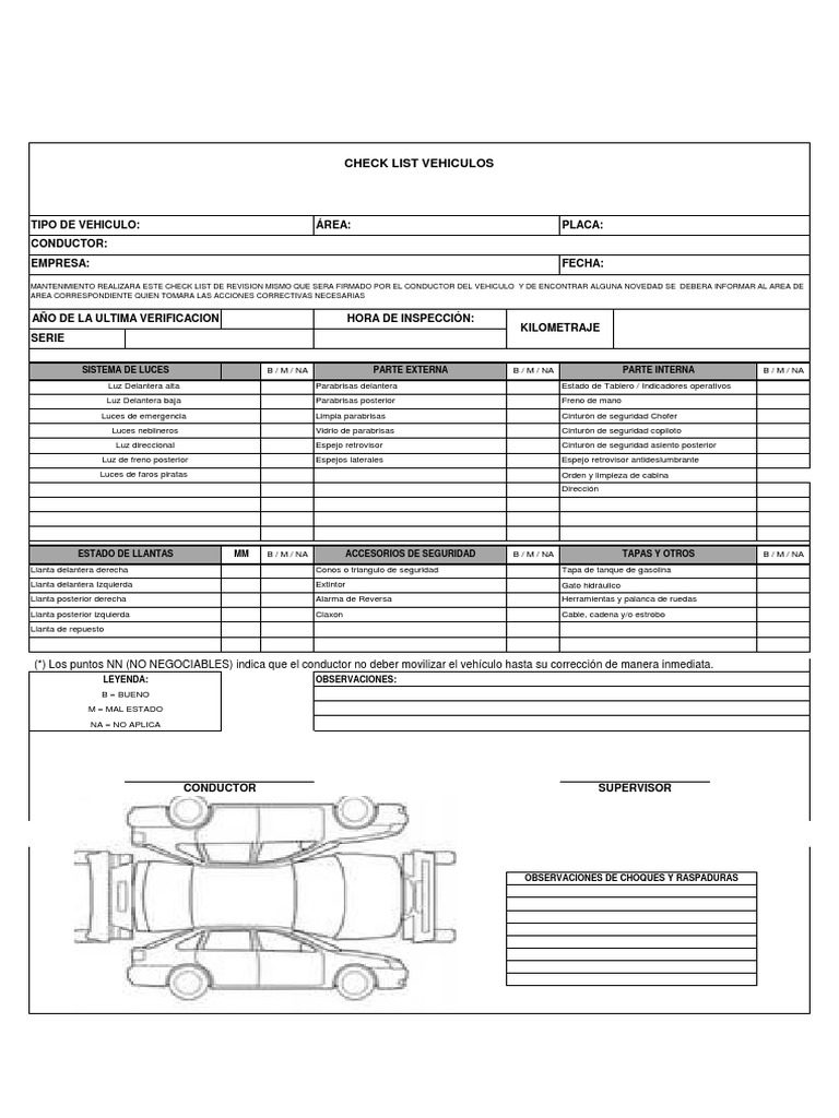Check List Verificacion Vehicular | PDF | Industria automotriz | Transporte