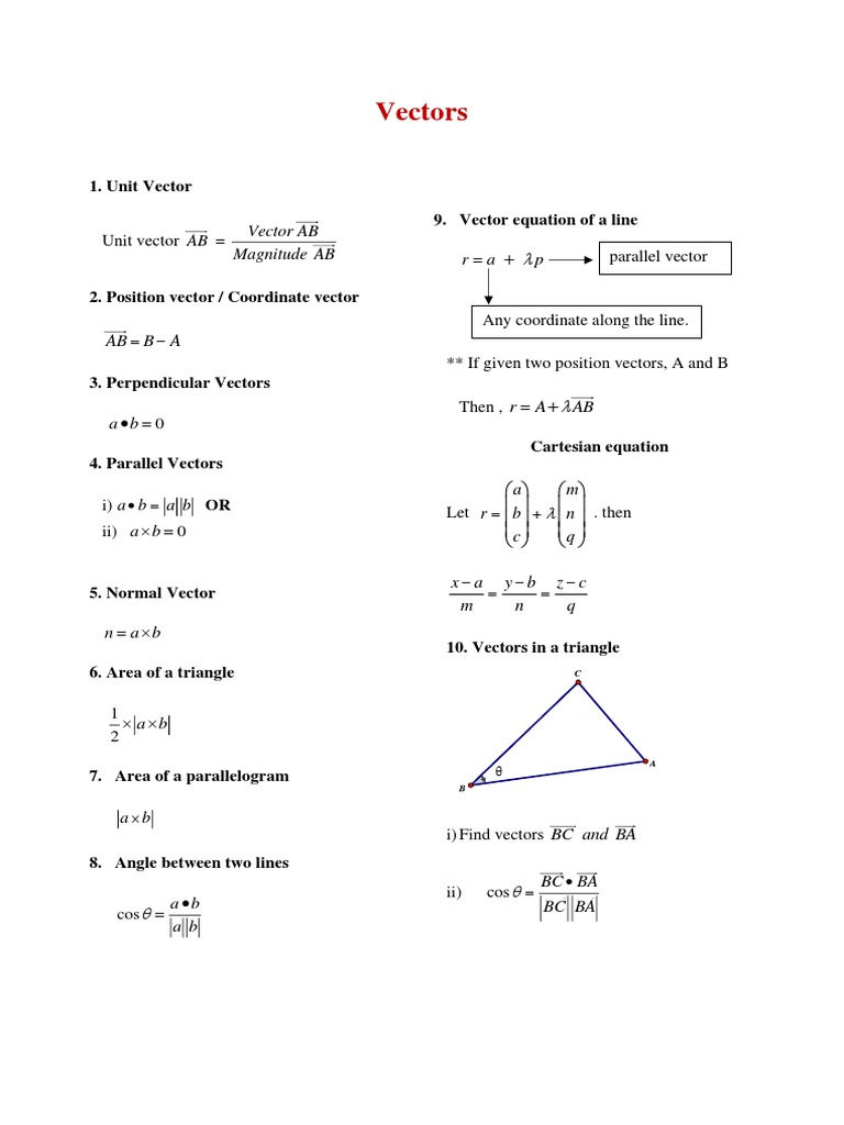 Vector Notes 2 Pdf Euclidean Vector Plane Geometry