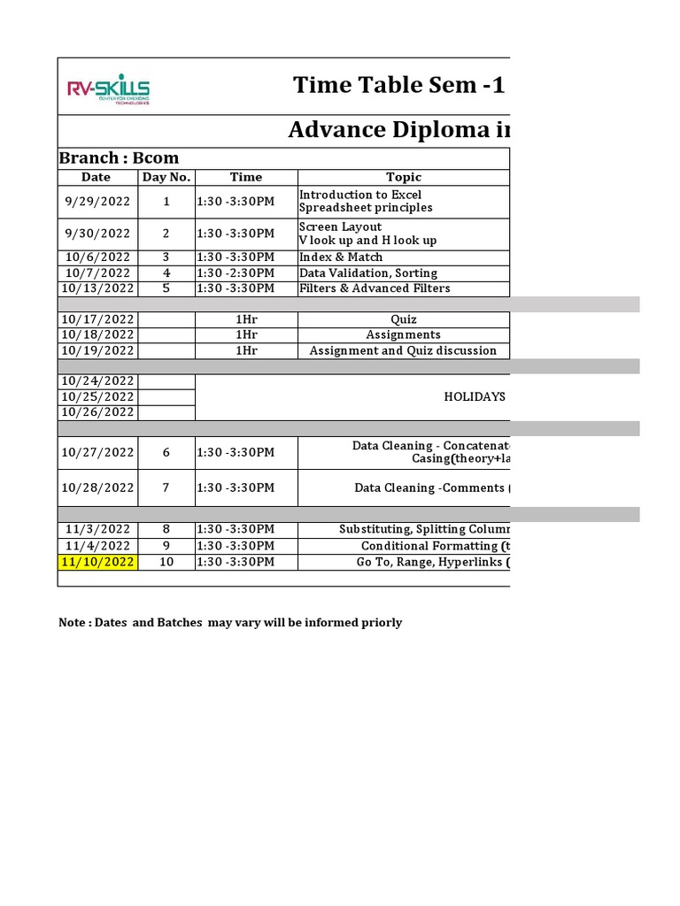 Data Analytics Time Table V2 | PDF | Information Science | Computer Data