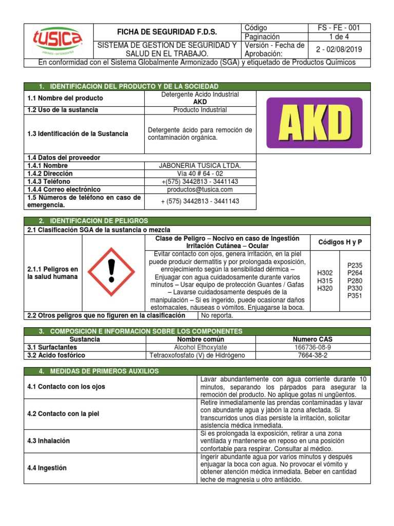 MSDS Akd | PDF | Agua | Química