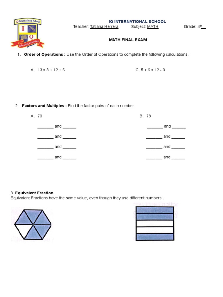 Math Final Exam | PDF | Mathematical Concepts | Algebra