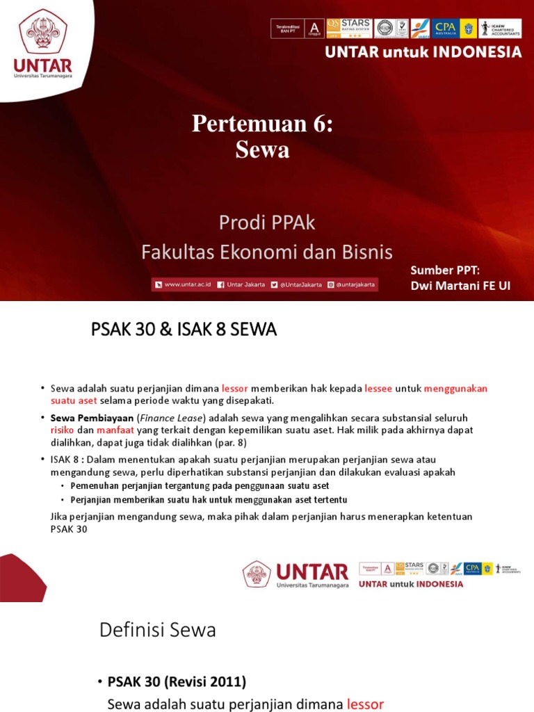 Akuntansi Sewa Menurut PSAK 30, ISAK 8, dan PSAK 73 | PDF