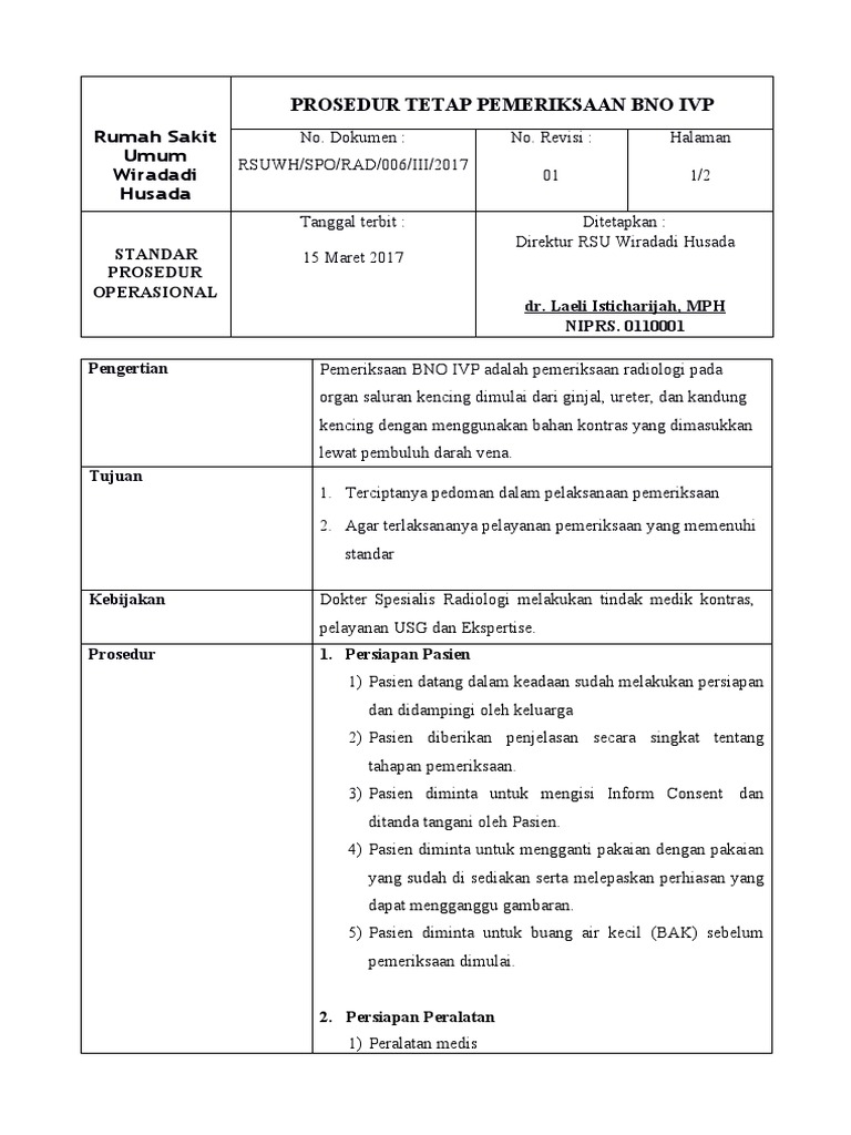 6 Prosedur Tetap Pemeriksaan Bno Ivp | PDF | Sains & Matematika | Kesehatan Holistik