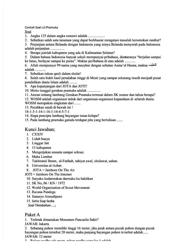 PDF Soal LCT Pramuka - Compress | PDF