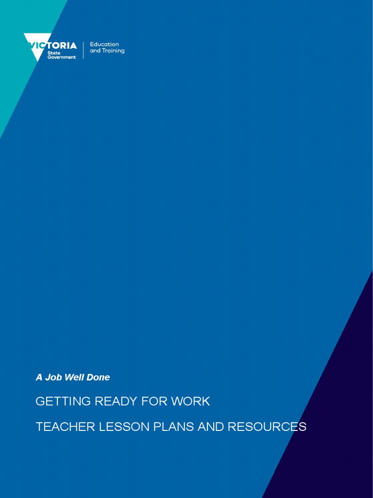 Teacher Guide Lesson Plans Getting Ready For Work | PDF | Lesson Plan ...