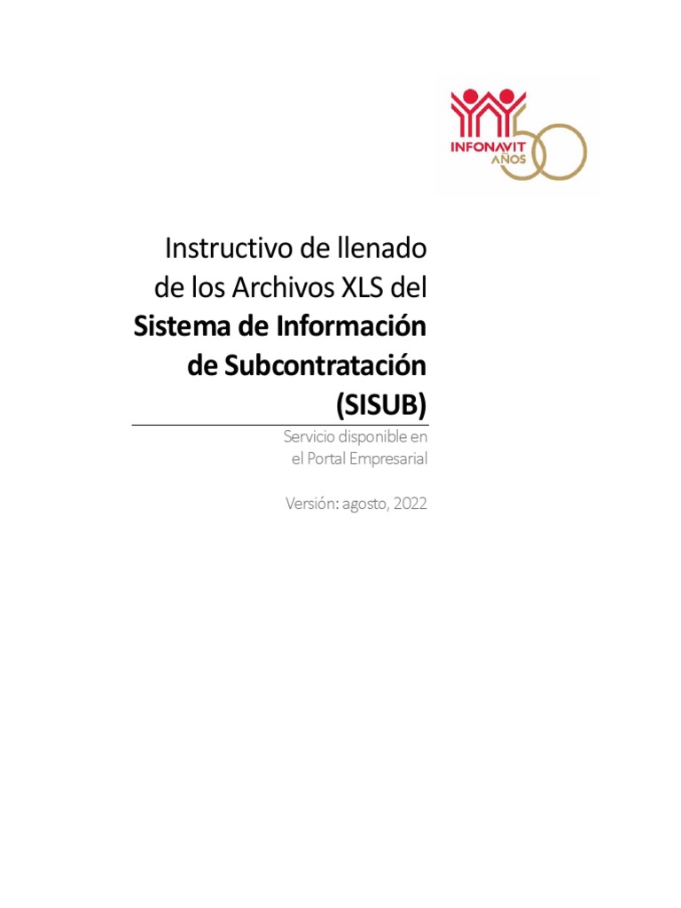 Instructivo Llenado Archivos Xls SISUB | PDF | Archivo de computadora ...