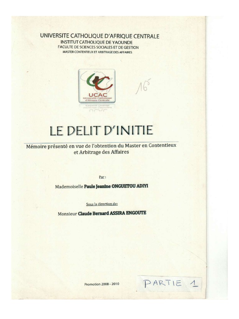 Le Délit D Initie | PDF