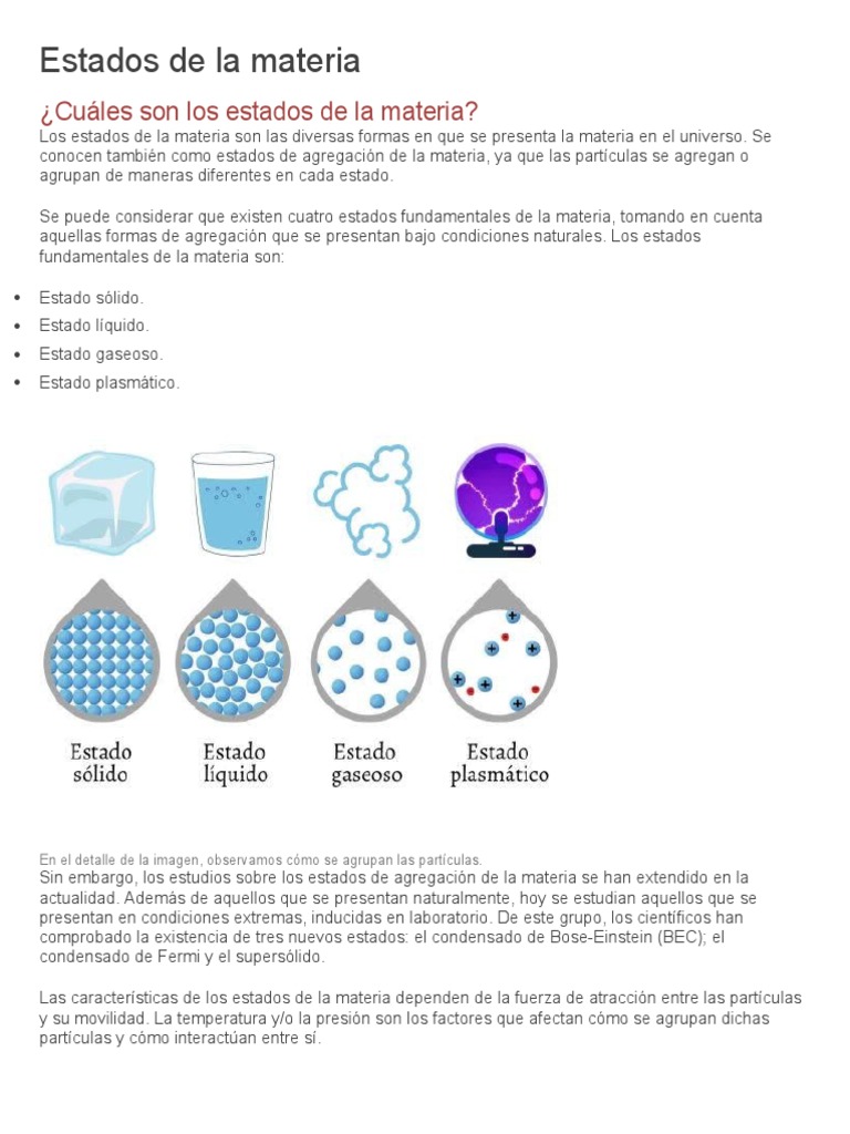 Estados de la materia | PDF | Gases | Plasma (Física)