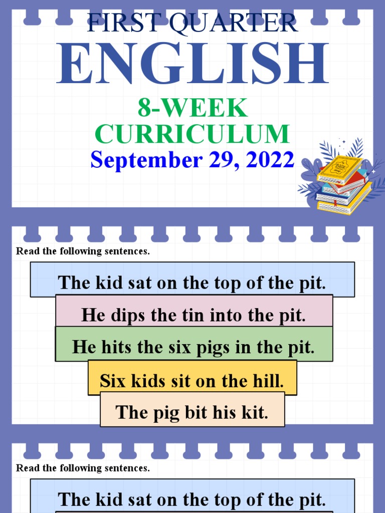 8-Week English Curriculum Overview | PDF | Language Arts & Discipline