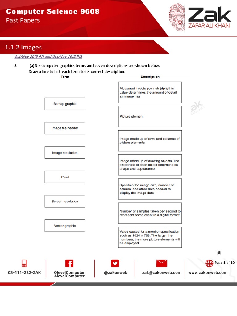 Analyzing Past Exam Questions on Bitmap Images | PDF | Pixel | Image Resolution