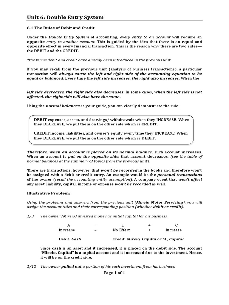 Double Entry System | Download Free PDF | Debits And Credits ...