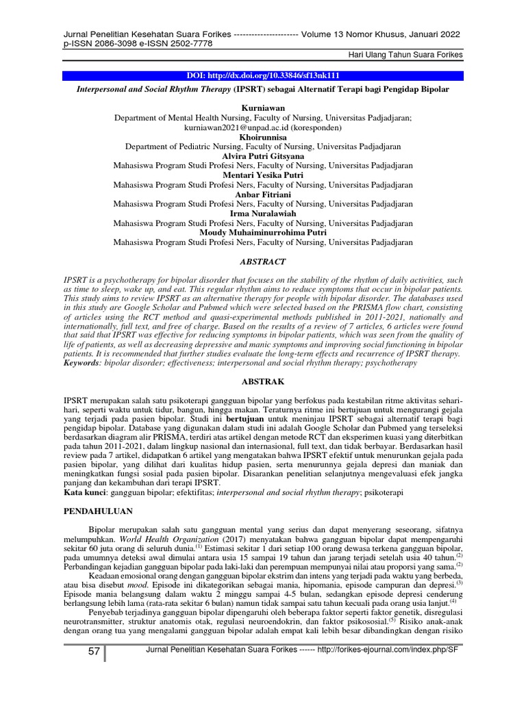 IPSRT: Terapi Efektif untuk Bipolar | PDF | Kesehatan Mental | Gangguan ...