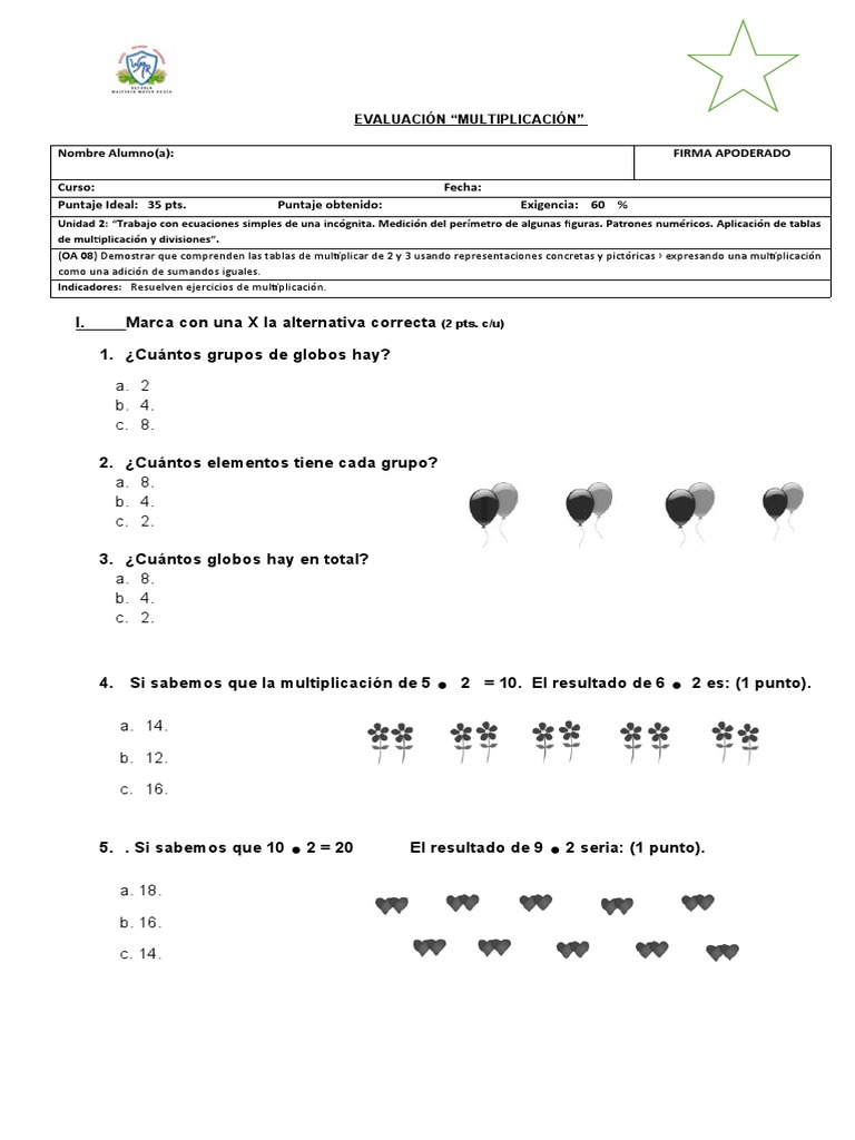 Evaluación de Multiplicación 2 y 3 | PDF | Multiplicación | Matemáticas